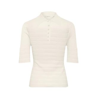 Gestuz Gestricktes Polo-Top - - Tops - Damen - Wei&szlig; - L