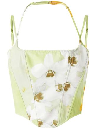 Pinko haut-corset à fleurs - Vert