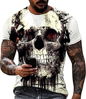 Generic T-shirts pour hommes T-shirts graphiques 3D à manches courtes drôles imprimés hauts dété t-shirt hommes lot de 10, gris, M