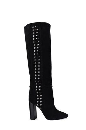 Saint Laurent Stiefel - Draped Effect High Boots With Metal Studs - Gr. 37 (EU) - in Schwarz - f&uuml;r Damen