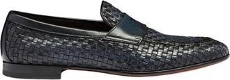 Santoni Homme, Chaussures, Noir, Taille: 41 1/2 EU Gwendal Woven Mocassins