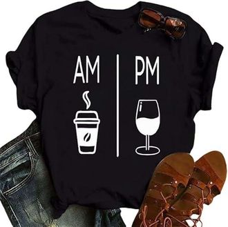 Keephen Verre &agrave; Vin T-Shirt pour Femmes Nouveaut&eacute; Verre &agrave; Vin Impression 3D T-Shirts &Eacute;t&eacute; Col Rond Manches Courtes Chemises &Eacute;t&eacute; Tee Casual Tops