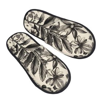 Generic Antid&eacute;rapant Pantoufles Femmes Motif botanique imprim&eacute; &agrave; fleurs et herbes Maison Pantoufles Confortable Chaussons Femme pour Hiver Femme Int&eacute;rieur M