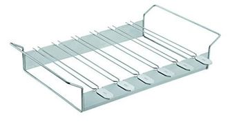 Rösle Halter mit Grillspießen, Aufsatz zur Zubereitung von Schaschlik und Gemüse auf Gas- und Kohlegrill, 6-teilig, Edelstahl 18/10, spülmaschinengeeignet, 