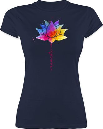 Shirtracer Shirt Damen - Namaste Lotusbl&uuml;te I Meditation I Yoga I Mandala Spirit - M - Navy Blau - Geschenke Wellness f&uuml;r Frauen Yoga-Shirts Joga Lotus Tshirt t 
