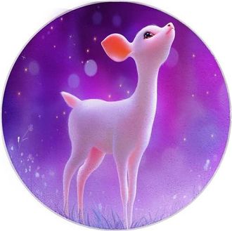 Generic 160 cm Violet Tapis Rond Salon, &Eacute;toiles Animaux Cerfs Imprim&eacute; Tapis de Sol Antid&eacute;rapant, Dessin Anim&eacute; pour Chambre Cuisine Balcon Terrasse Salle &agrave; Man