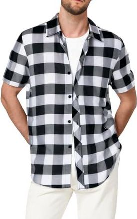 Generic Chemise boutonn&eacute;e &agrave; manches courtes pour homme - Col &agrave; revers - Chemise d&eacute;t&eacute; tendance - L&eacute;ger - Haut de sport infroissable - Coupe classique - Vichy, 