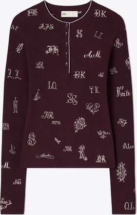 Tory Burch Damen Bestickter, gerippter Pullover