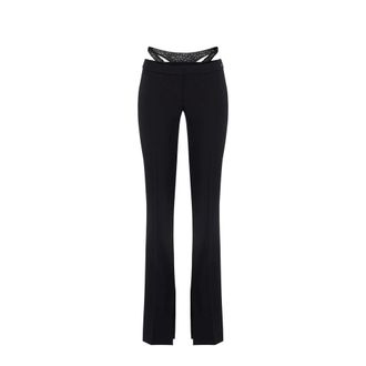 Elisabetta Franchi Femme, Pantalons, Noir, Taille: 38 FR Pantalon L&eacute;ger en Cr&ecirc;pe avec Cristaux