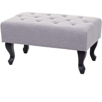 Hhg Ottomane Chesterfield, tabouret, repose-pieds, tissu hydrofuge 39x77x47cm, gris