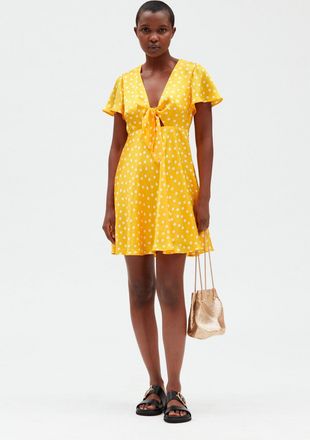 Claudie Pierlot Kurzes flie&szlig;endes Kleid gelb