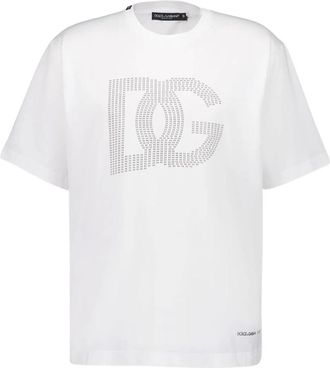 Dolce & Gabbana Homme, Tops, Blanc, Taille: XL T-shirt Blanc en Coton avec Logo