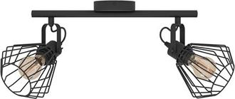 Eglo Deckenlampe Tabillano, 2 flammige Deckenleuchte Vintage, Industrial, Deckenstrahler aus Stahl, Wohnzimmerlampe in Schwarz, K&uuml;chenlampe, Spots mit E27 