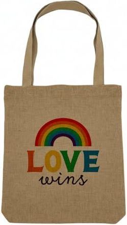 Fabulous Sac Shopping Tote Bag Aspect Lin - Love Wins LGBTQ+ Gay Lesbian Pride Rainbow - Sac de Courses Toile Epaisse 360g Beige Naturel Cabas Port&eacute; Epaule Sol
