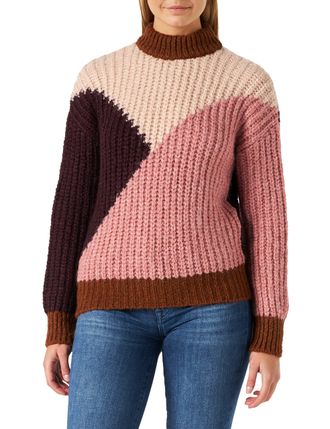 Mustang Jeans Damen Carla C Colourblock Pullover, Decadent Chocolate 3242, S