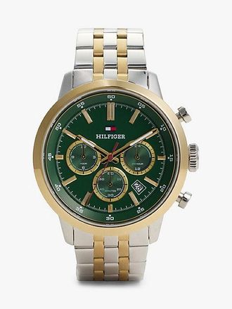Tommy Hilfiger Montre chronographe bicolore &agrave; cadran vert