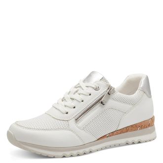 Marco Tozzi Damen Sneaker flach mit Rei&szlig;verschluss Vegan, Wei&szlig; (White Comb), 36 EU