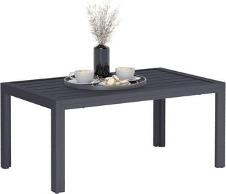 OUTSUNNY Table basse de jardin rectangulaire - Outsunny - cadre en acier, plateau &agrave; lattes - 101,5 x 61 x 46 cm - gris