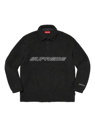 SUPREME polo &agrave; logo imprim&eacute; - Noir