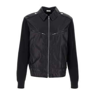 Brunello Cucinelli Homme, Vestes, Bleu, Taille: L Veste en cuir et tricot