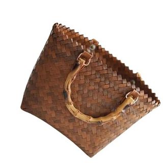 Valiclud Sac Cabas Femme Paille Tressée Vintage Grand Volume Style Rétro avec Poignée Bambou Sac Main Plage et Pique- Accessoire Mode Estival Élégant