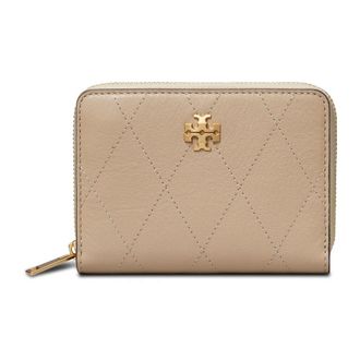 Tory Burch Kleine Charlie Geldb&ouml;rse mit Rei&szlig;verschluss und Rautensteppung - - Accessories - Damen - Beige - ONE SIZE