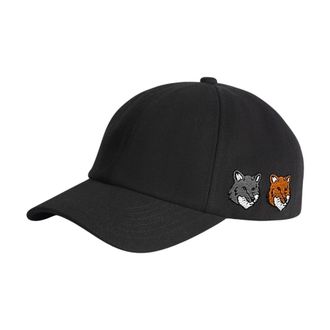 Maison Kitsun&eacute; Homme, Accessoires, Gris, Taille: ONE Size Double Fox Head Cap