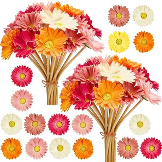 WILLBOND K&uuml;nstliche Gerbera/G&auml;nsebl&uuml;mchen, k&uuml;nstliche G&auml;nsebl&uuml;mchen, Boho-G&auml;nsebl&uuml;mchen, Blumenstrau&szlig;, 38 cm, f&uuml;r Boho-Geburtstagsdeko, Hochzeit, 36 St&uuml;ck, Wei