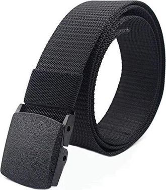 Miobo Ceinture unisexe, en tissu toile de nylon, réglable en continu, avec boucle en plastique, Noir, Medium