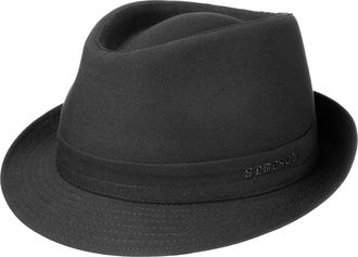 Stetson Teton Stofftrilby Damen Herren Trilby Made in Italy 100% Baumwolle UV-Schutz 40+ Sonnenhut Sommer Winter schwarz 55 cm