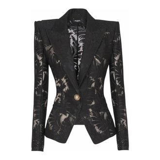 Balmain Figurbetonter Spitzenblazer mit 1 Knopf - - Jackets - Damen - Schwarzk - XS