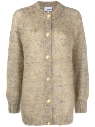 Ganni cardigan à col v - Jaune