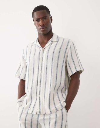 Selected Short densemble textur&eacute; ray&eacute; - Bleu