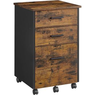 Vasagle Vasagle - Caisson Bureau 3 Tiroirs, avec 2 Tiroirs en Tissu, 1 Tiroir en Bois, Table de Chevet, Petit Meuble de Rangement avec roulettes, pour