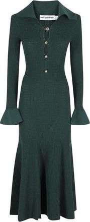 Self Portrait Femme, Robes, Vert, Taille: 40 FR Keyhole Knit Midi Dress