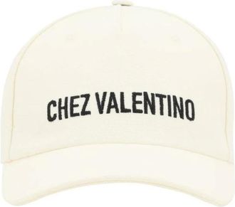 Valentino Garavani Homme, Accessoires, Beige, Taille: 57 CM Casquette de baseball en coton moderne avec symbole international