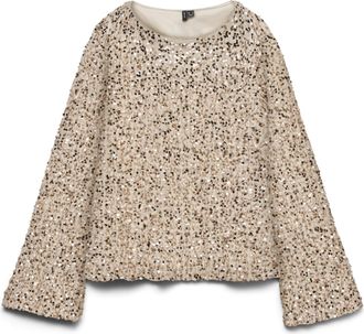 Vero Moda Damen Vmbella Ls Boatneck Sq Top JRS Ga, Pumice Stone, Small