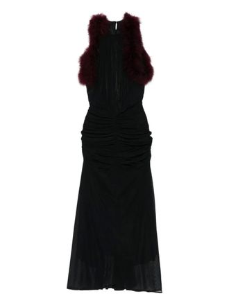 MUGLER robe froncée à bords contrastants - Noir