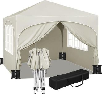 Woltu Tente de F&ecirc;te 3x3m avec 4 Sacs de Sable, Tonnelle de Jardin avec 4 Parois Lat&eacute;rales, Pavillon Pop-Up avec Toit en Demi-Cercle, Tente Pliante, Tente