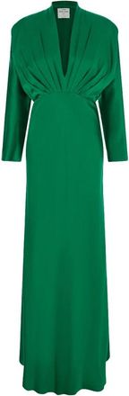 Forte_Forte Seiden-Satin-Kleid mit tiefem V-Ausschnitt - - Dresses - Damen - Gr&uuml;n - S
