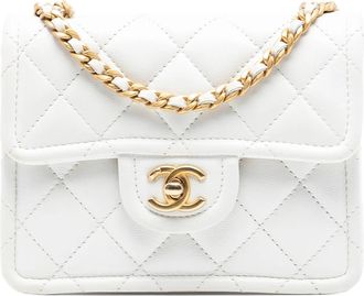 Chanel Hobo Bags - Mini Quilted Caviar Sweet Classic Flap - Gr. unisize - in Wei&szlig; - f&uuml;r Damen