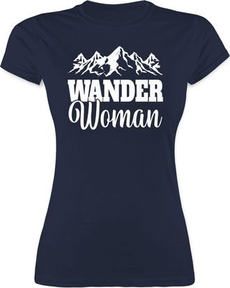 Shirtracer Shirt Damen - Wander Woman - XL - Navy Blau - wandershirt Sport Berg Tshirt wandergeschenke Berge t-Shirt wanderbekleidung travel t-Shirts Geschenk f&uuml;