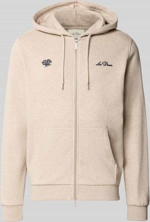 Les Deux Regular Fit Sweatjacke aus reiner Baumwolle mit Logo-Stickerei