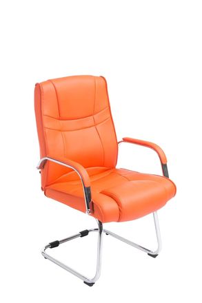 Clp XXL-Freischwinger Attila I gepolsterter Besucherstuhl mit Kunstleder-Bezug I Bis 180 kg belastbar, Farbe:orange