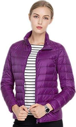 Santimon Doudoune Ultra Légère Courte Col Rester Veste pour Femme Foncé Violet S