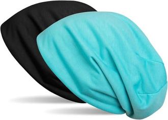 styleBREAKER Bonnet r&eacute;versible en Couleurs Unies, Bonnet Souple, l&eacute;ger et Doux, Bonnet Long, Unisexe 04024115, Couleur:Noir/Turquoise