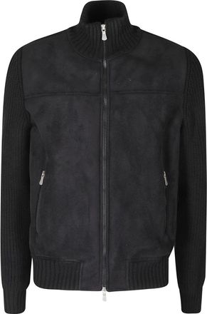 Gran Sasso Bomber en fausse peau lain&eacute;e - Homme - Vestes - Noir - Taille: 2XL