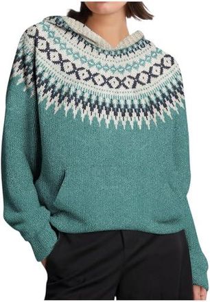 Generic Welt Shop V&ecirc;tements Tricot&eacute;s Chaud &Eacute;l&eacute;gant Imprim&eacute; Sweatshirts Mode avec &Eacute;paules Coud&eacute;es Pull avec Pull Color&eacute; Femme, Rose, L