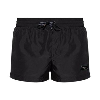 Dolce & Gabbana Kurze Badeshorts mit Logo-Plakette - - Swimwear - Herren - Schwarzk - S