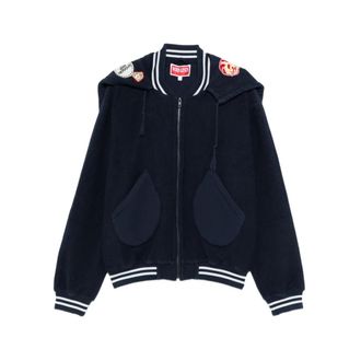 Kenzo Homme, Vestes, Bleu, Taille: XL Blouson Afterhood Badges Brod&eacute;s